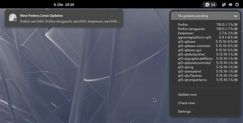 Review Fedora Linux Update Indicator Version 1 Gnome Shell Extensions