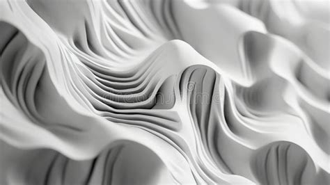 Abstract White Wavy Fabric Texture With Soft Curves And Shadows In A Minimalist Style Stock