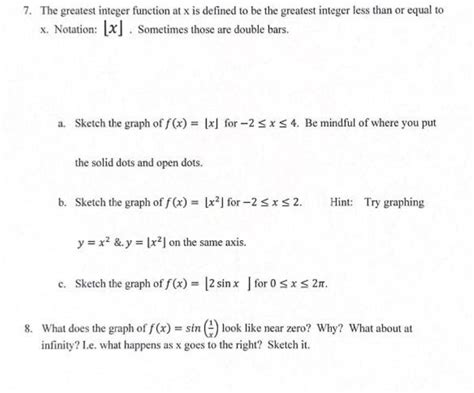 Solved The Greatest Integer Function At X Is Defined To Chegg