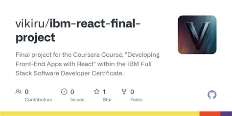 Github Vikiruibm React Final Project Final Project For The Coursera Course Developing