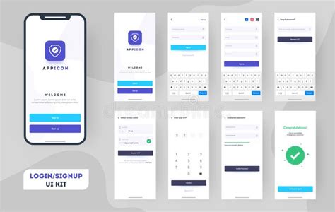 Wireframe Ui Ux And Gui Layout With Different Login Screens Stock Illustration Illustration