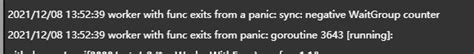 worker with func exits from a panic sync negative waitgroup counter