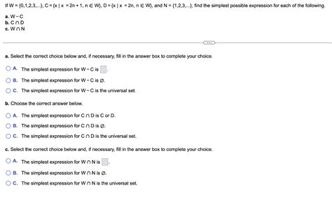 Solved If W {0 1 2 3 …} C {x∣x 2n 1 N∈w} D {x∣x 2n N∈w} And