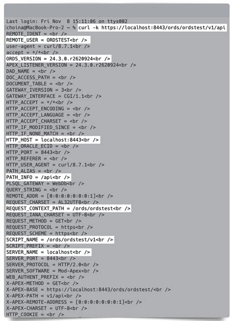An Ords Get Request To Retrieve Cgi Environment Variables From The Printcgienv Plsql