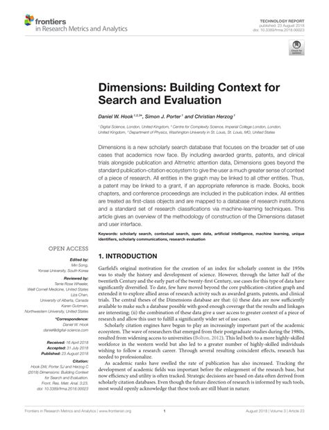 Pdf Dimensions Building Context For Search And Evaluation