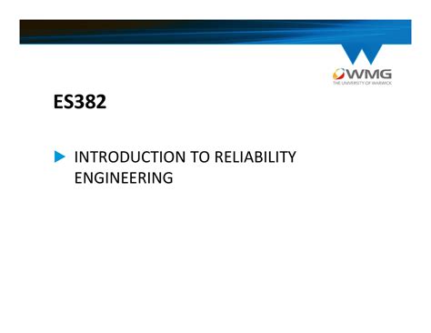 Lecture 1 Introduction 2018 INTRODUCTION TO RELIABILITY ENGINEERING