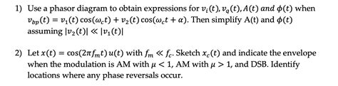 Solved Use A Phasor Diagram To Obtain Expressions For Chegg Com