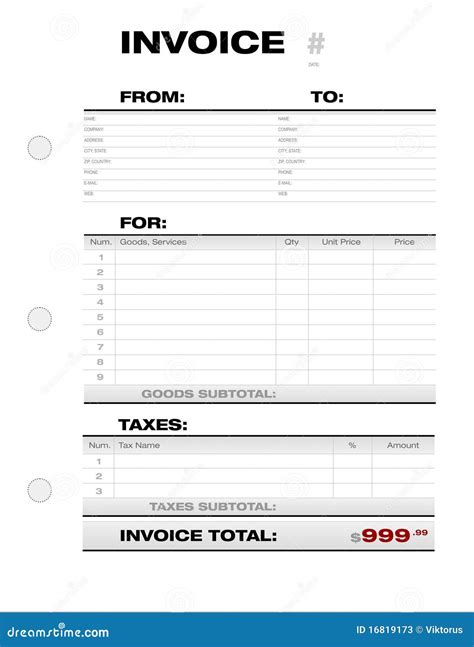 Blank Invoice Stock Vector Illustration Of Template