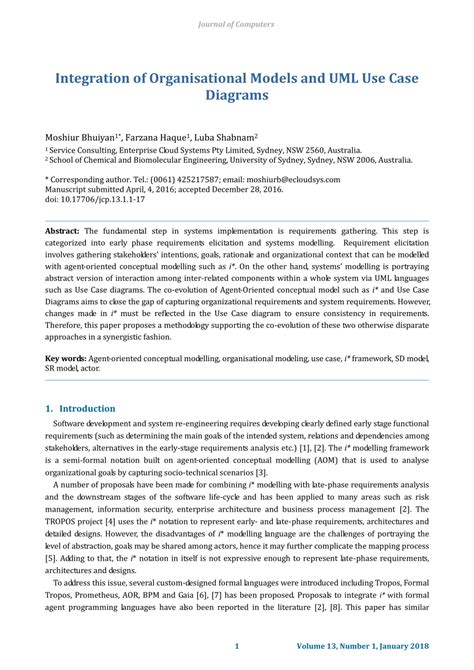 PDF Integration Of Organisational Models And UML Use Case