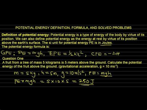Potential Energy Formula Physicstutorvistacom What Is Potential