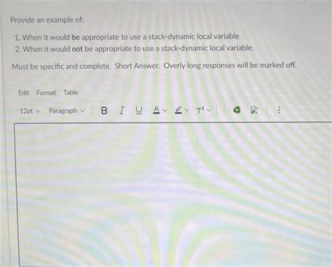 solved provide an example of 1 when it would be