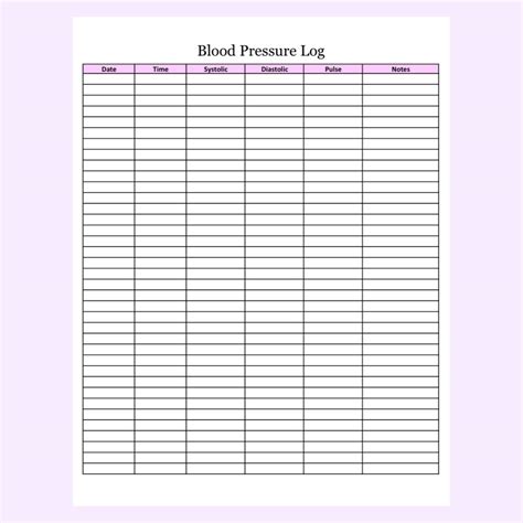 Registro De Presión Arterial Imprimible Etsy México