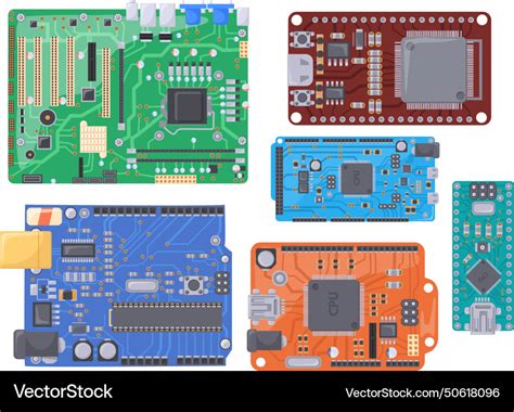 microcontrollers pcb electrical boards royalty free vector