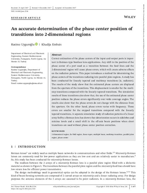 Pdf An Accurate Determination Of The Phase Center Position Of Transitions