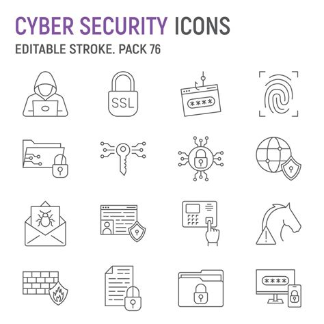 Security Line Icon Set Cyber Security Vector Icons Network Protection Collection SVG EPS