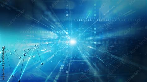 Binary Code Matrix Digital Data Flow Concept Of Fast Speed And Protected Data Transfer Using A