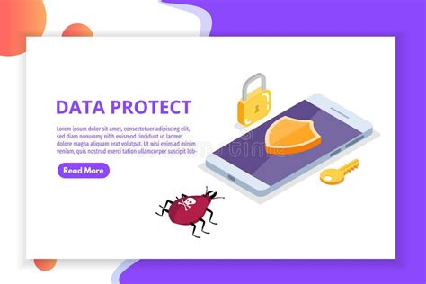 Computer Virus Data Protection Isometric Concept Network Data Internet Security Secure Bank