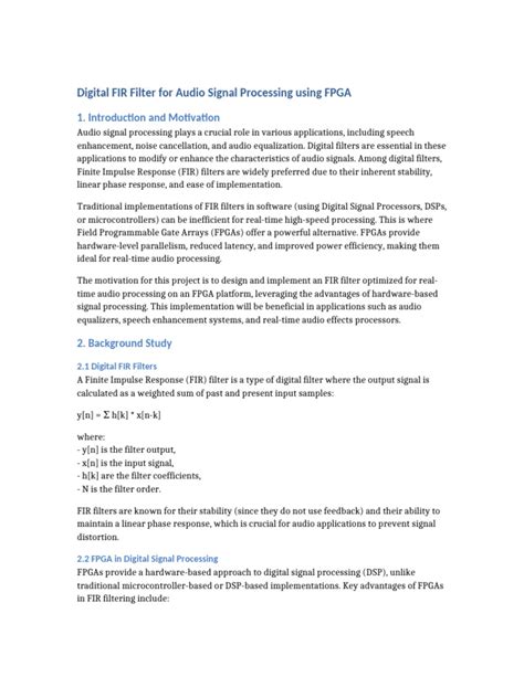 Digital Fir Filter Fpga Pdf Field Programmable Gate Array Digital Signal Processing