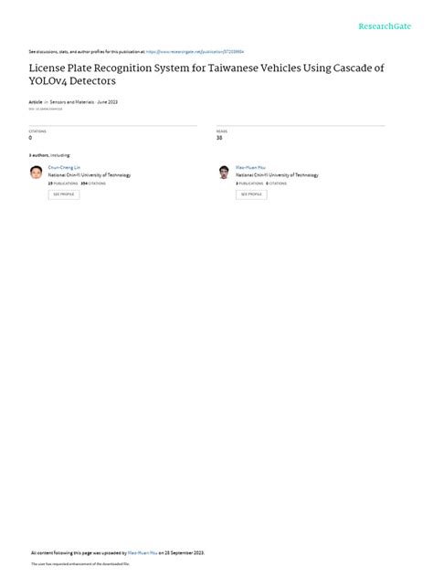 License Plate Recognition System For Taiwanese Vehicles Using Cascade Of Yolov4 Detectors Pdf