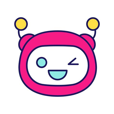 winking robot emoji color icon happy and funny chatbot smiley chat bot emoticon artificial