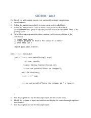 Lab Docx CSCI Lab For This Lab You Will Compile Execute Test And Modify A Simple