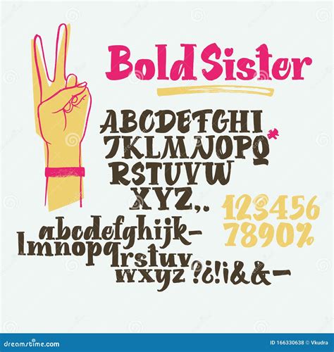 Bold Sister Handwritten Font Script Stock Vector Illustration Of Alphabet Character 166330638