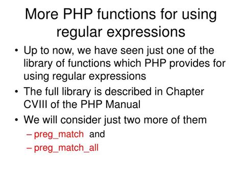 Ppt More Php Functions For Using Regular Expressions Powerpoint Presentation Id5859865
