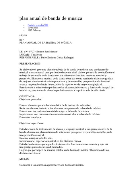 Plan Anual Banda De Música 2013 Pdf Escala Música Maestros
