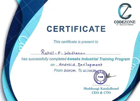 I Have Completed My Android Development Internship Successfully Rahul Wadhekar