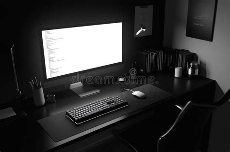 A Computer Desk With A Monitor Keyboard Mouse And Books The Desk Is
