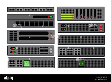 Set Of Computer Server Center Hosting Of Business Technology Blockchain