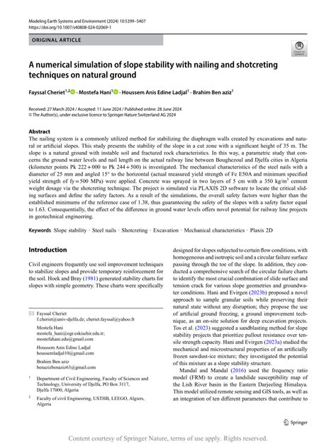 A Numerical Simulation Of Slope Stability With Nailing And Shotcreting Techniques On Natural