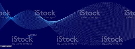 모션 다크 벡터 추상 배경의 파란색 점 입자 배열 물결 모양의 흐름 움직임의 포인트의 곡선 선 기술 및 과학 일러스트레이션 3