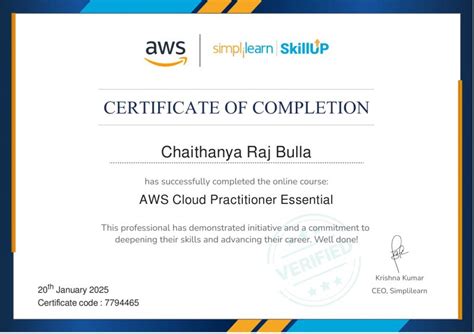 Aws Cloudpractitioner Certification Continuouslearning Chaithanya Raj Bulla