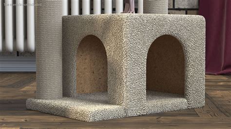 Cat Tree 3 Level With Cat 3d Model 179 3ds Blend C4d Fbx Max