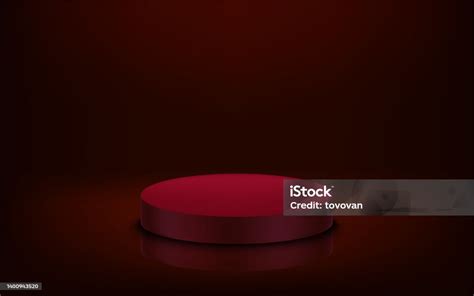 둥근 플랫폼이있는 황혼 레드 스튜디오 3d 벡터 일러스트 레이 션 0명에 대한 스톡 벡터 아트 및 기타 이미지 0명 3차원 형태 강단 Istock