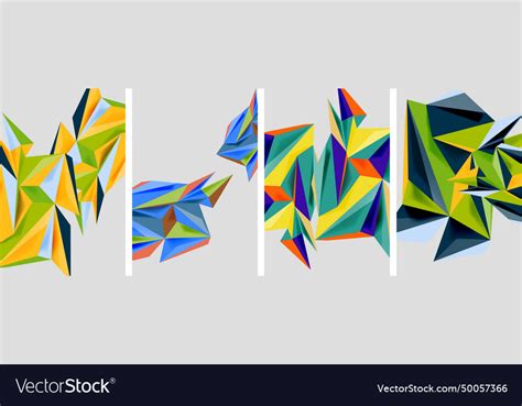 Set Of Mosaic Triangle Pattern Abstract Posters Vector Image