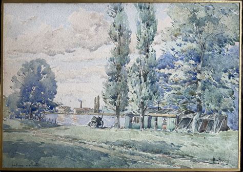 Proantic Emile Appay The Seine At Chatou Watercolor