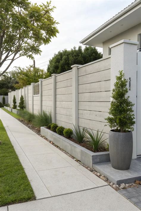 18 Stylish Front Concrete Fence Design Ideas