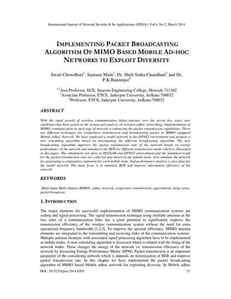 Implementing Packet Broadcasting Algorithm Of Mimo Based Mobile Ad Hoc