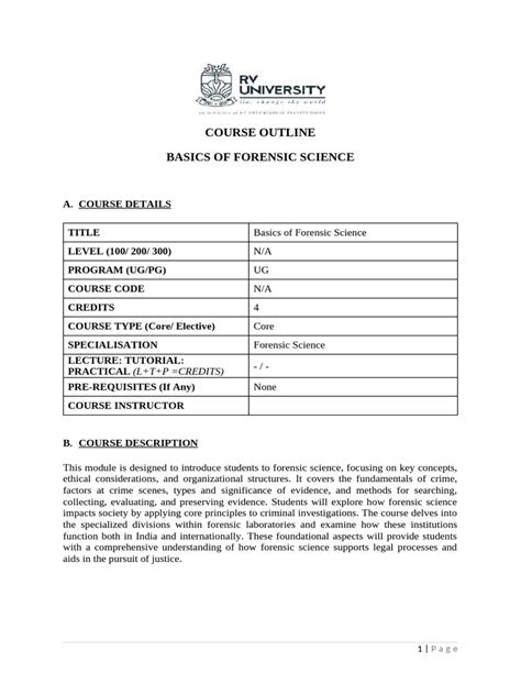 basics of forensic science course manual pdf