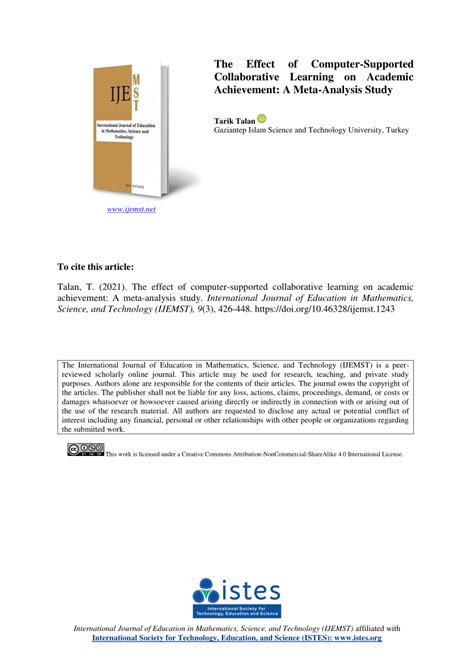 Pdf The Effect Of Computer Supported Collaborative Learning On Academic Achievement A Meta