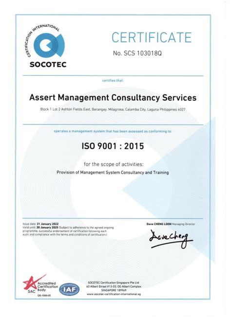 Assert Management Consultancy Services Is An Iso 90012015 And Iso 299932017 Certified Company