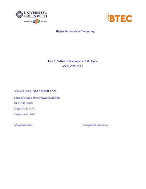 1631 Pham Nguyen Quynh Nhu Gcs210018 Assignment 1 Higher Nationals In Computing Unit 9