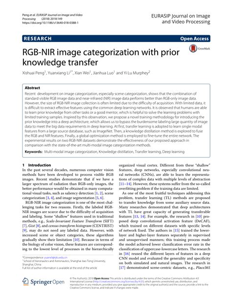 Pdf Rgb Nir Image Categorization With Prior Knowledge Transfer