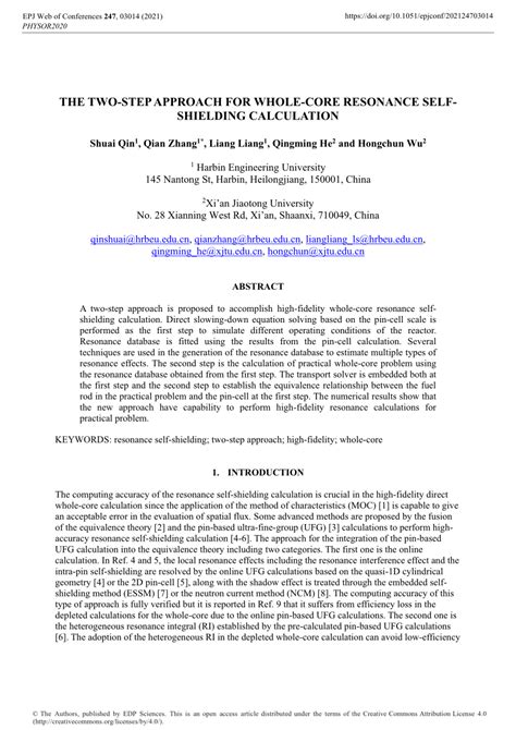 Pdf The Two Step Approach For Whole Core Resonance Self Shielding Calculation