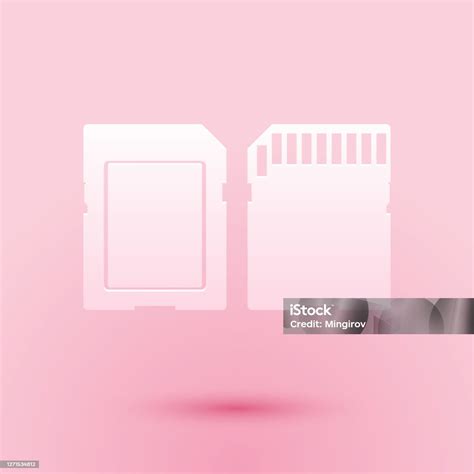 분홍색 배경에 격리 된 종이 잘라 Sd 카드 아이콘 메모리 카드입니다 어댑터 아이콘입니다 종이 아트 스타일 벡터 과학에 대한 스톡 벡터 아트 및 기타 이미지 Istock