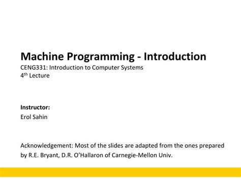 Ppt Machine Programming Introduction Ceng331 Introduction To Computer Systems 4 Th Lecture