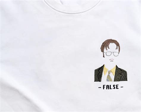 False The Office Embroidered Sweatshirt Dwight Schrute Crewneck