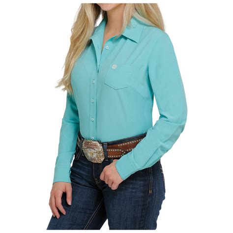 Msw9163007 Cinch Womens Arenaflex Long Sleeve Shirt Turquoise The